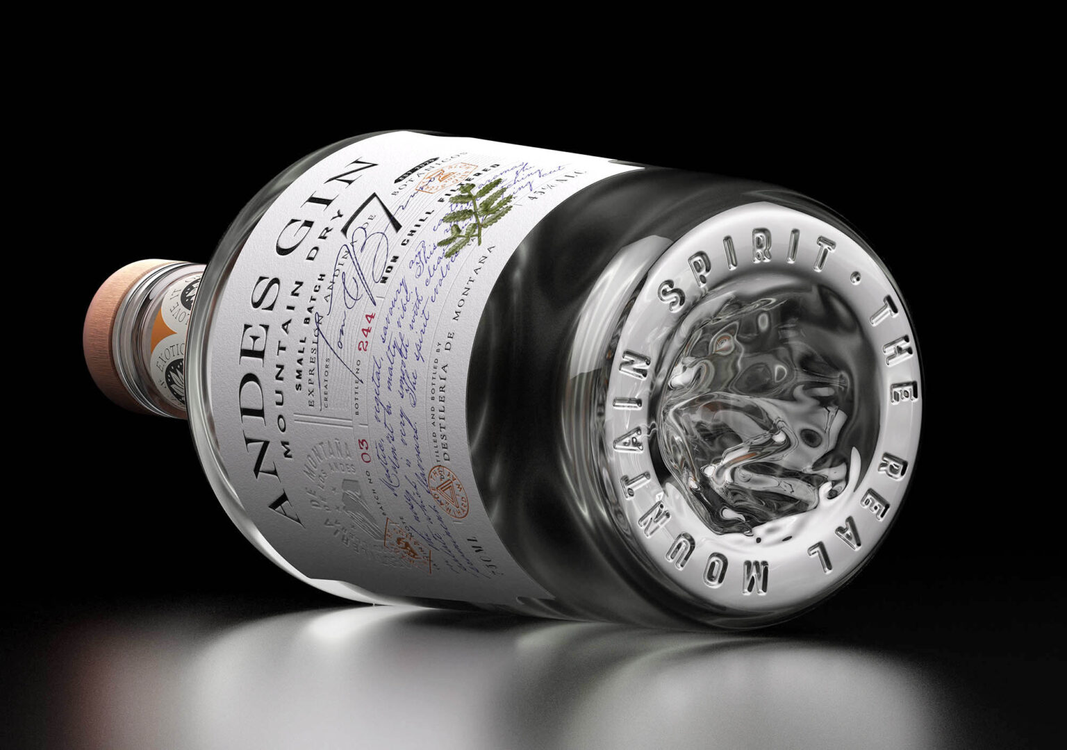 Andes Gin - Oveja & Remi - Custom Bottle Design for Premium Gin Label