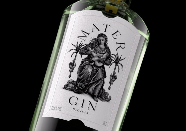 Mater Gin - Oveja & Remi - Engraved Illustration for Gin Label Design